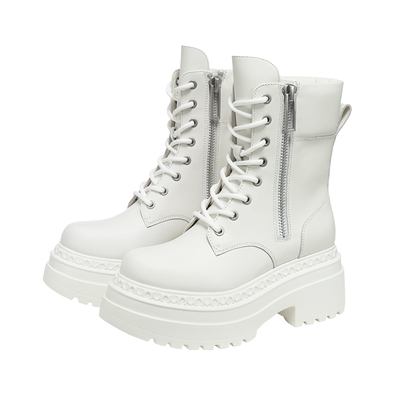 薇薇燃双拉链牛皮马丁靴