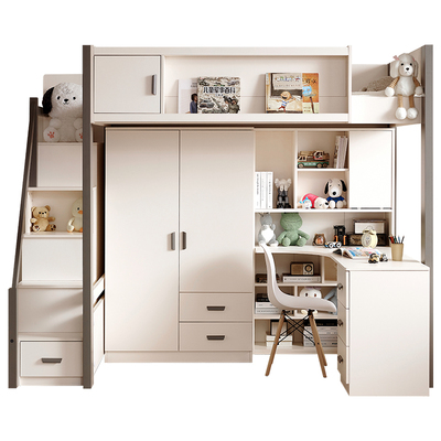 上床下桌家用大人儿童组合床一体上下铺双层网红高低床带衣柜书桌