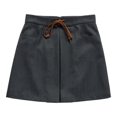 IIIVIVINIKO2026春新款干练气质系带A字叠片短裙女M610716106A