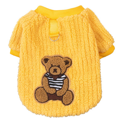 猫咪狗狗秋冬可牵引小熊毛绒卫衣