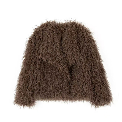 FireGolden炉2025秋冬卷毛环保皮草厚外套女宽松保暖夹克