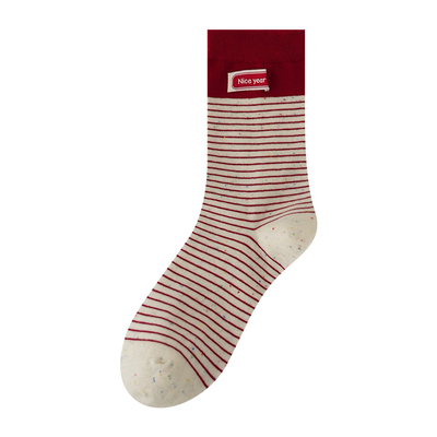 Himadesocks圣诞红色条纹中筒袜