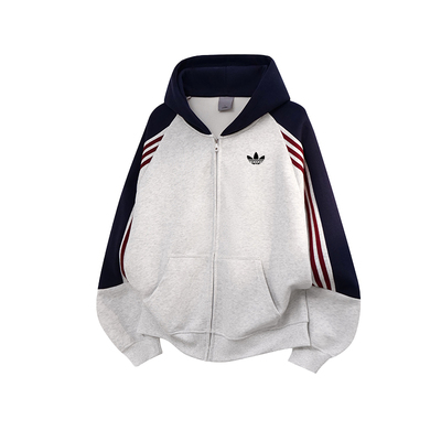 【奥特莱斯一折专区】开衫连帽重磅卫衣加厚情侣款宽松套头衫ins