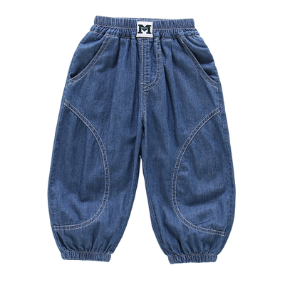夏季男童纯棉薄款牛仔束脚长裤