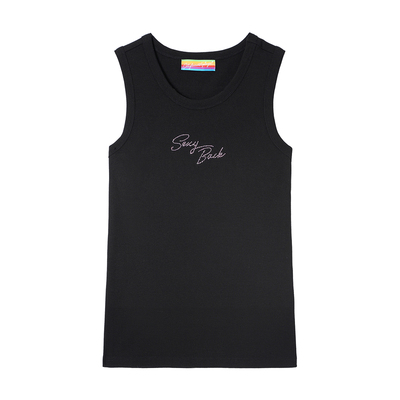 CLP原创黑白大露背粉色闪钻背心