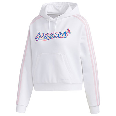 Adidas/阿迪达斯官方正品NEO女子休闲宽松短裤连帽套头衫GP5864
