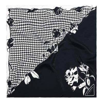 植花PLANT夏季真丝丝巾千鸟格