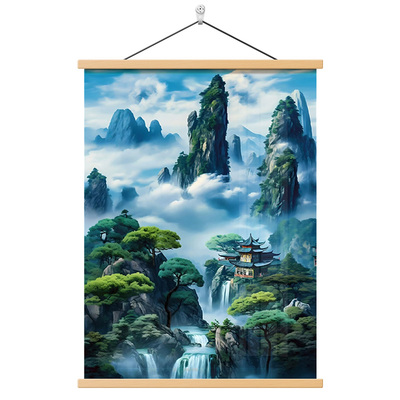 仙家堂口山水画堂屋挂画