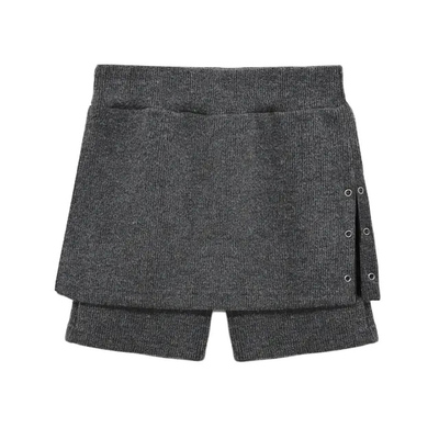 eihey诶嘿26秋冬新款高腰裙裤运动风系扣开叉裙时尚百搭针织短裤