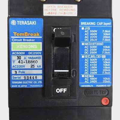 TERASAKI TEMBREAK XE100NS CIRCUIT BREAKER 30A 3 POLE FAST SH