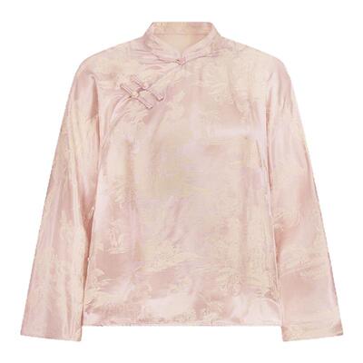 【知微】莨西子新中式国风桑蚕丝粉色长袖衬衫女2026春款上衣复古