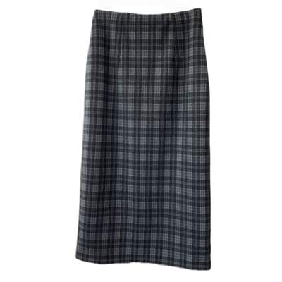 复古格纹半身裙！后开叉设计！