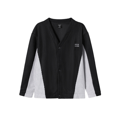 韦恩泽维尔开衫无领拼接针织衫