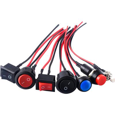 带线开关小型船型圆形按钮