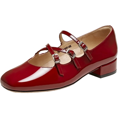 TATA他她千金玛丽珍复古红色女鞋通勤小皮鞋浅口单鞋真皮7G401AQ5