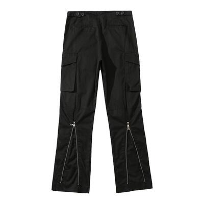 cmmawear背后拉链微喇叭休闲长裤