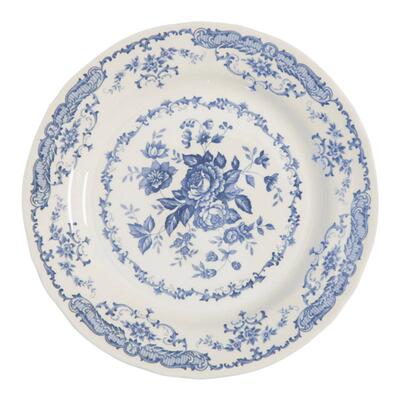 靛蓝色釉下彩复古盘底部光滑无脚