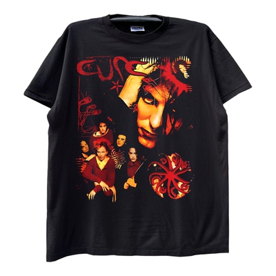 The Cure治愈乐队美式复古街头暗黑风半袖撞色拼接重磅棉短袖T恤