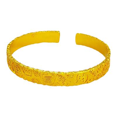 小众轻奢设计錾刻吉言手镯