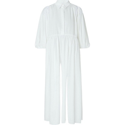 【折扣】CECILIE BAHNSEN 女凉感挖剪缎面连衣裙小白裙