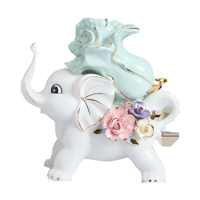 创意陶瓷大象摆件上档次