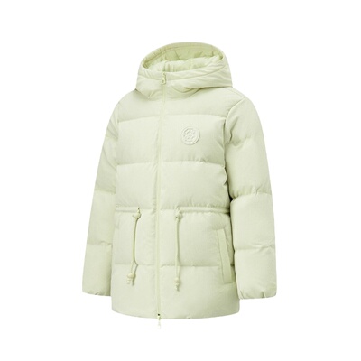 李宁女子保暖连帽中长款羽绒服