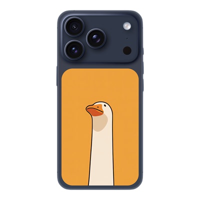 SkinAT适用苹果手机17 Pro背板贴纸 17Pro Max局部后背膜 iPhone Air可爱呆鹅贴 趣味卡通治愈系创意卡片贴