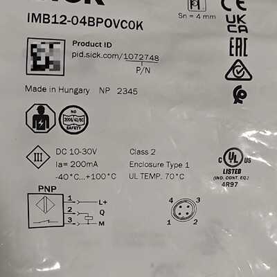 西克接近开关IMB12-04BPOVC0K 订货号10727—议价