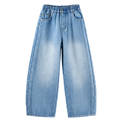 BarryBanny女童加绒弯刀牛仔裤