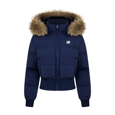 SREK高级感毛领连帽棉服女座山雕外套冬季短款保暖收腰显瘦棉衣