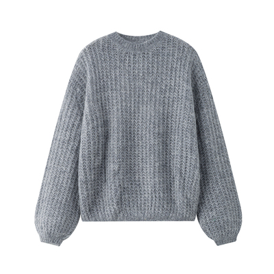 【9/18 20:00】MUCCHIC/秋日氛围感圆领镂空羊毛马海毛毛衣