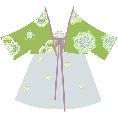 乌扣. 青罗汉服女童春秋儿童中国风超仙古装长袖襦裙连衣裙古风