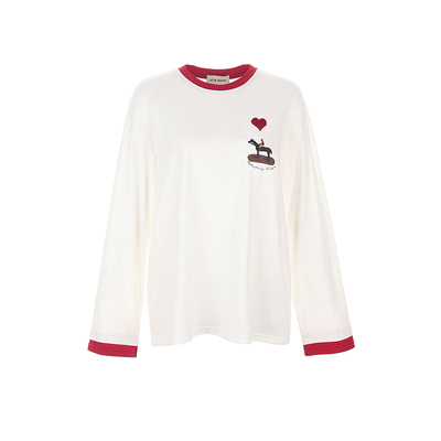 wanatry刺绣小马新年长袖T恤女