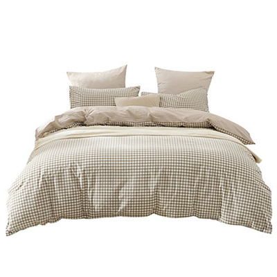 无印良品格格屋纯棉水洗棉色织布床单枕套被罩三四件套WYT1778