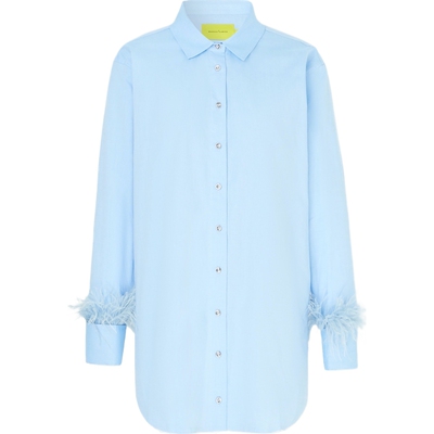 Marques' Almeida 春夏女士多巴胺羽毛边饰牛津纺衬衫