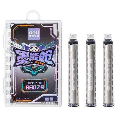 得力脉冲尖兵易水洗墨囊钢笔墨囊黑色纯蓝色学生用易水洗速干墨囊晶蓝墨蓝钢笔水通用可替换钢笔用一次性