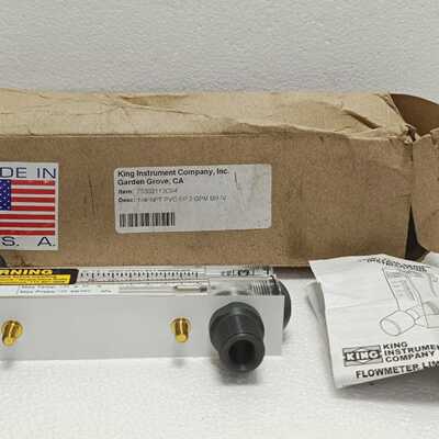 KING INSTRUMENT Water Flowmeter Rotameter 1/4 FNPT PVC 2GPM