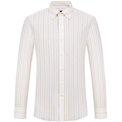 东博利尼纽扣领休闲条纹衬衫