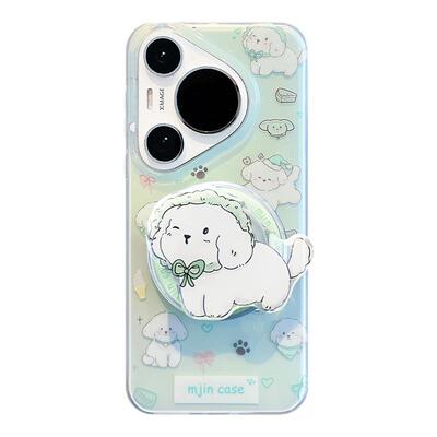 惜创【蝴蝶结小狗】适用华为pura80pro十手机壳p80新款磁吸支架paur70pro女款高级感paru80ultra硅胶保护套潮