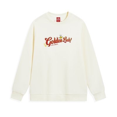 特步新年情侣圆领红色加绒卫衣