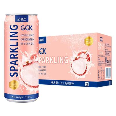 27000 GCK进口荔枝味气泡果汁汽水320ml*12罐0脂肪休闲佐餐饮料