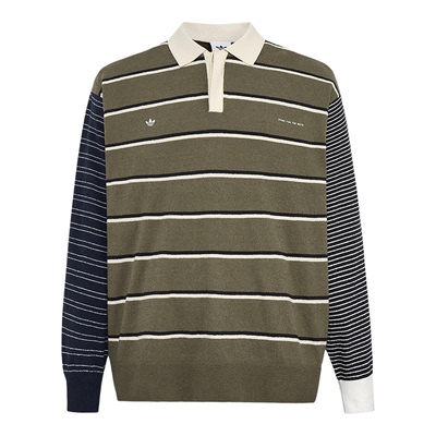 Adidas/阿迪达斯正品男士亲肤印花条纹经典长袖运动POLO衫KS1343