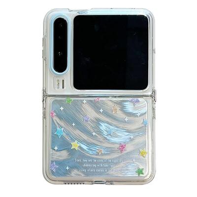 拓岚 适用华为purax折叠屏手机壳奶油羽纱渐变韩风星星PuraX典藏版p50pocket2/s挂绳novaFlip防摔全包网红女