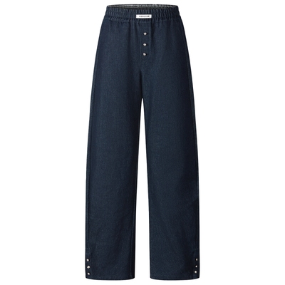 HERLIAN 2025秋季新品女士松紧腰头弯刀牛仔裤