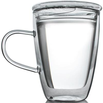 双层玻璃耐高温带把手防爆马克杯