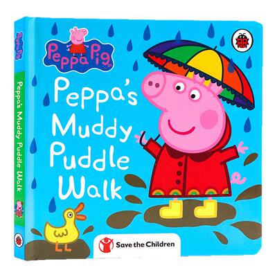 进口英文原版绘本佩奇的泥坑漫步 Peppa's Muddy Puddle Walk粉红猪小妹Peppa Pig 英语启蒙认知亲子互动睡前图画故事书精装纸板