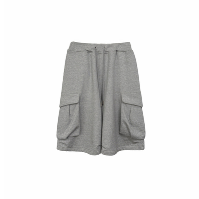 3ts灰色棉质松紧腰七分阔腿裤