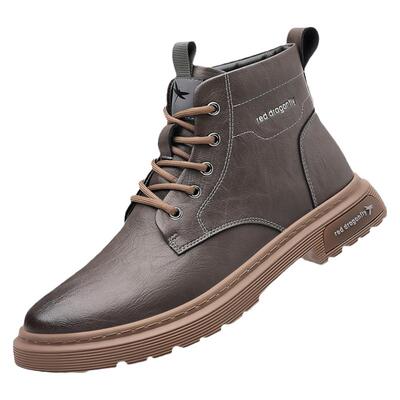 男鞋马丁靴红蜻蜓保暖休闲皮鞋男