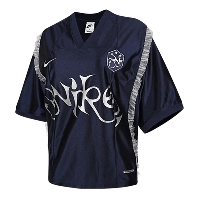 NIKE耐克女子复古风短袖球衣夏季宽松蕾丝印花运动T恤II1939-410