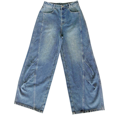 2026春季新品高腰牛仔阔腿加长弯刀裤宽松休闲女裤镰刀裤垂感显瘦